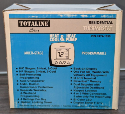TOTALINE Heat Cool & Pump Small Thermostat Multi-Stage Programmable ...