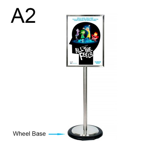 A2 Floor Sign Stand / Stainless Steel A2 Portrait Poster Holder Wheel ...