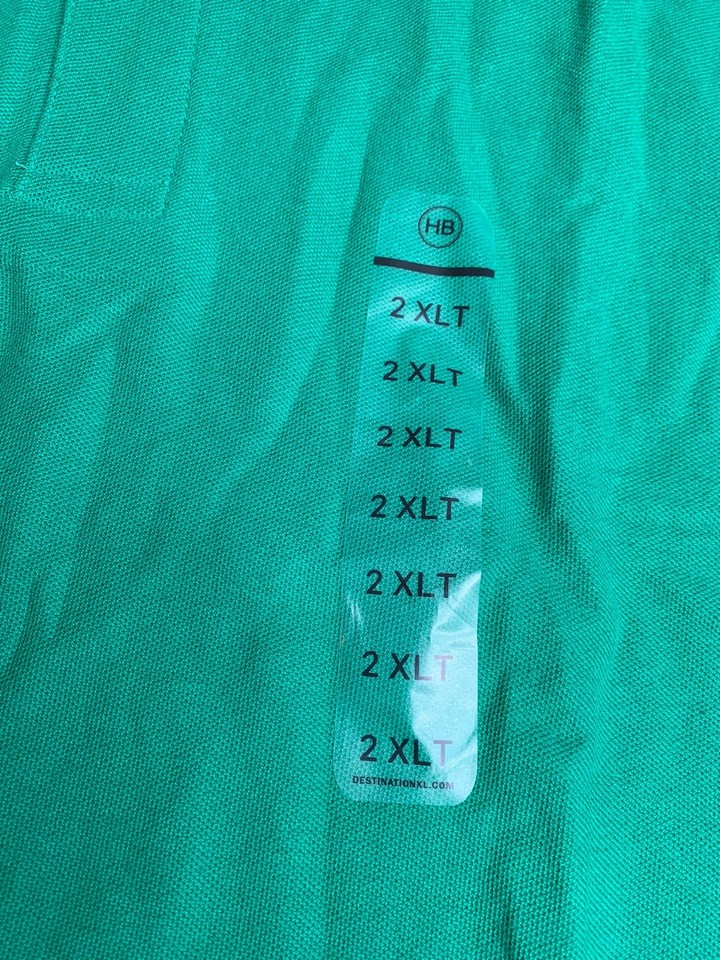 NWT HB Harbor Bay DXL POLO Mens 2XLT Green 2 Button S/S Pullover Shirt ...