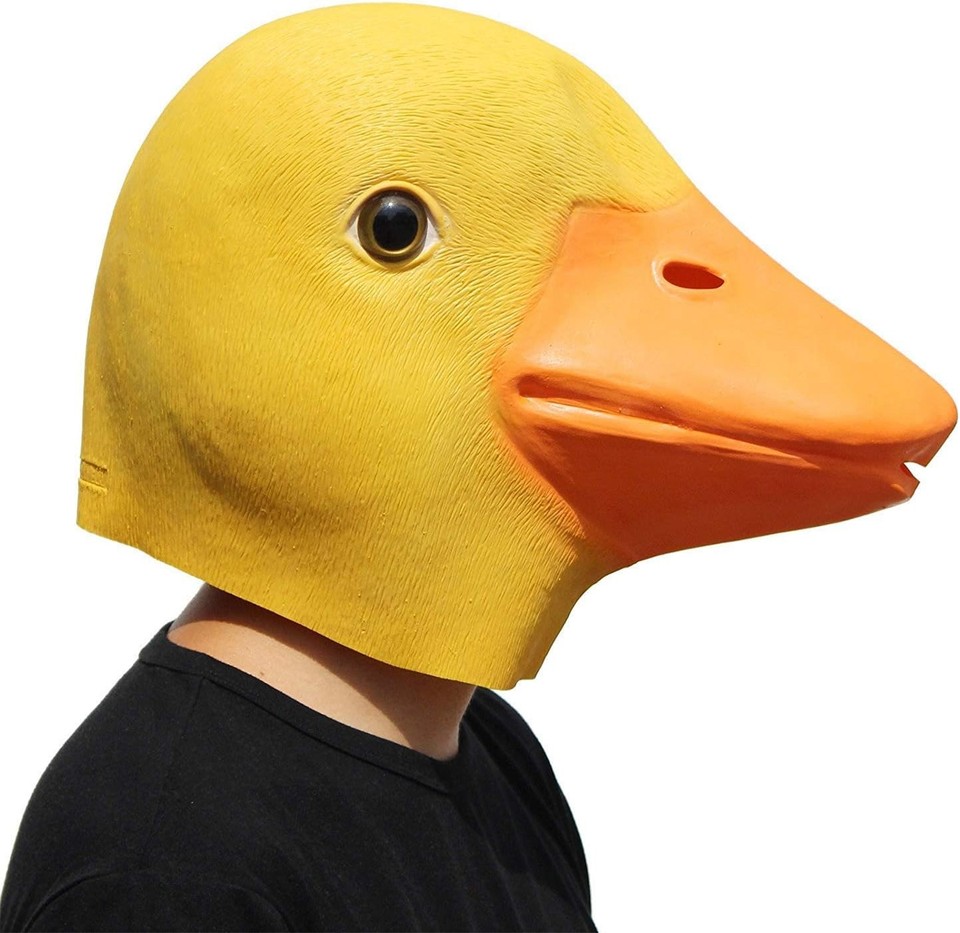 PartyHop - Yellow Duck Mask - Halloween Latex Animal Full Head ...