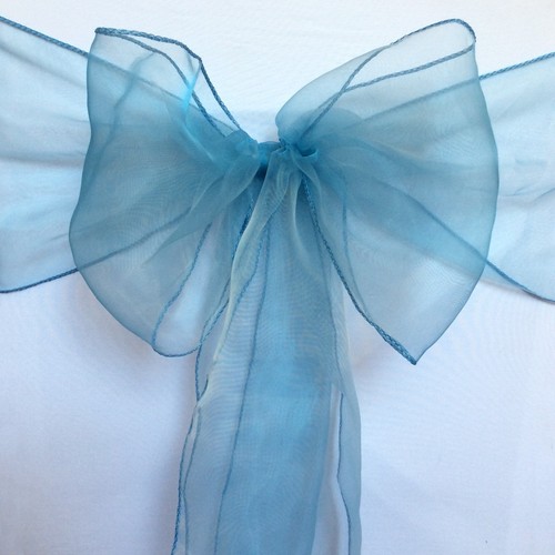 dusty blue organza chair sashes chair ties bow ribbon wedding ...