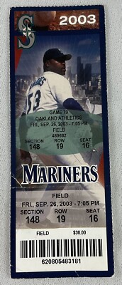MLB 2003 09/26 Oakland A's at Seattle Mariners Ticket | eBay