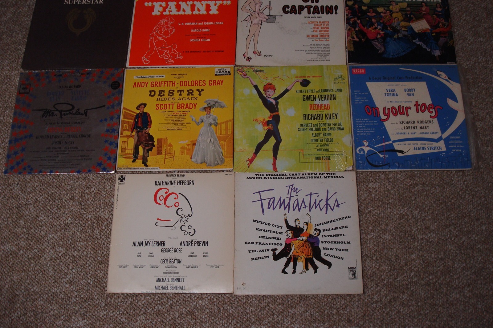 Lot of 14 Broadway Musical Vinyl LP Records. Oklahoma, Coco, Redhead ...