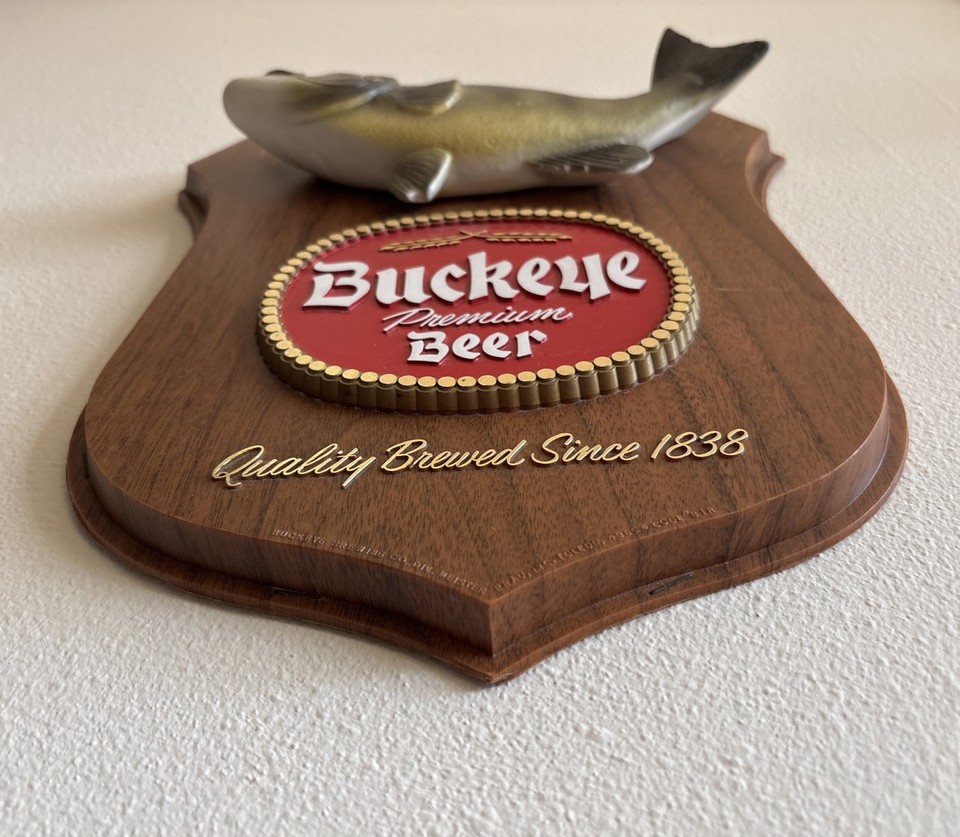 Vintage Buckeye Premium Beer Sign Bass Fish Mount Wall Plaque Rare ...