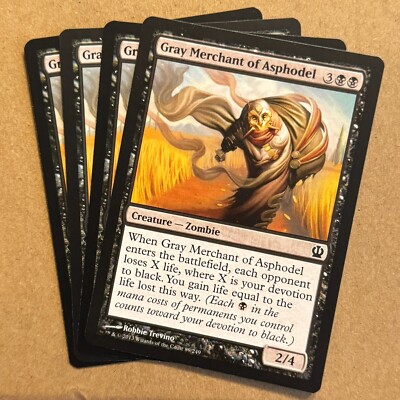 MTG ~ PLAYSET ~ 4x Gray Merchant of Asphodel ~ THS Theros ~ #89 ~ NM | eBay