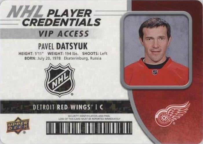 2018-19 Upper Deck MVP - Nhl Player Credentials Access VIP Access Pavel ...