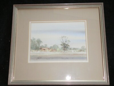 Original David Rust Watercolour Painting 'After the Harvest', Landscape ...