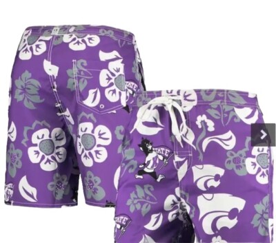 Wes & Willy’s Kansas State Mens XXL Purple Floral Volley Swim Trunks ...