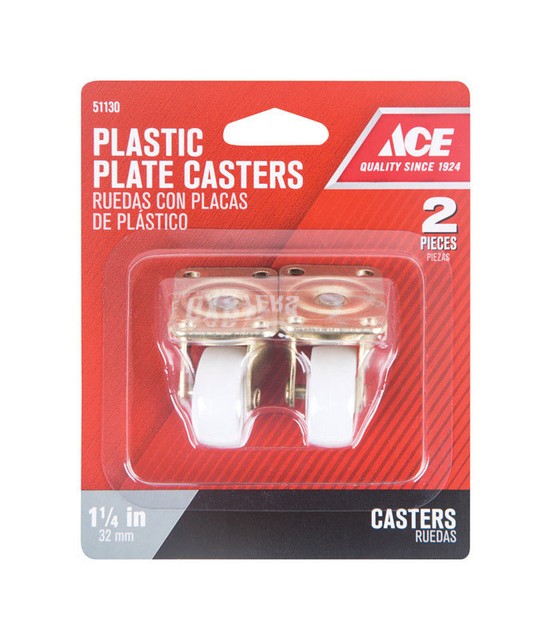 ACE 1-1/4" Plate Mount White Plastic Casters # 51130 for sale online | eBay