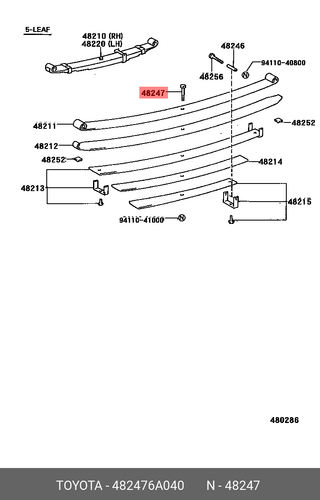Genuine OE bolt, rear spring, center, 482476A040 for TOYOTA 48247-6A040 ...