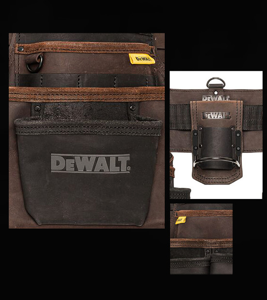 DeWalt DWST550113 Leather Tool Work Belt Pouch Set 18 Pockets Waist ...