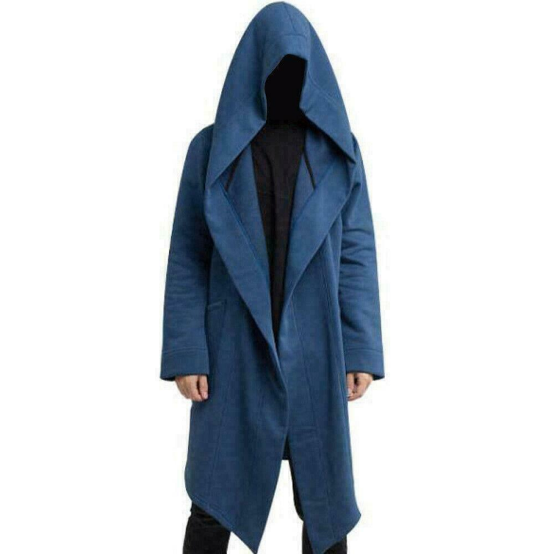 Mens Coat Outwear Jacket Hoodie Long Cardigan Hooded Trench Cloak Cape ...