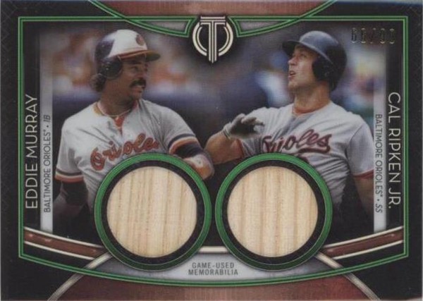 2020 Topps Tribute - Dual Player Relics Green #DR-MR Cal Ripken, Eddie ...