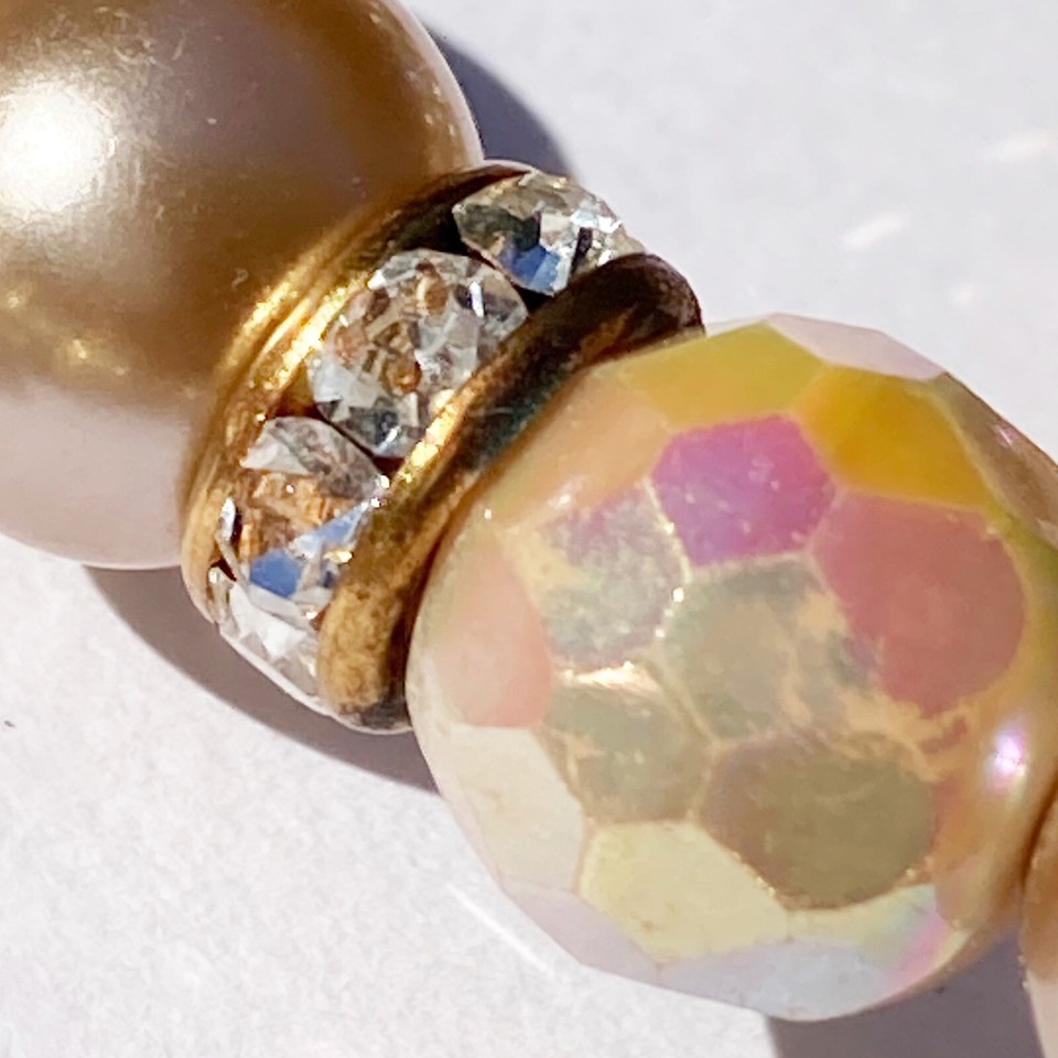 Vintage DENA K Champagne Pearls w/ Crystal Spacers Necklace 18 in. | eBay