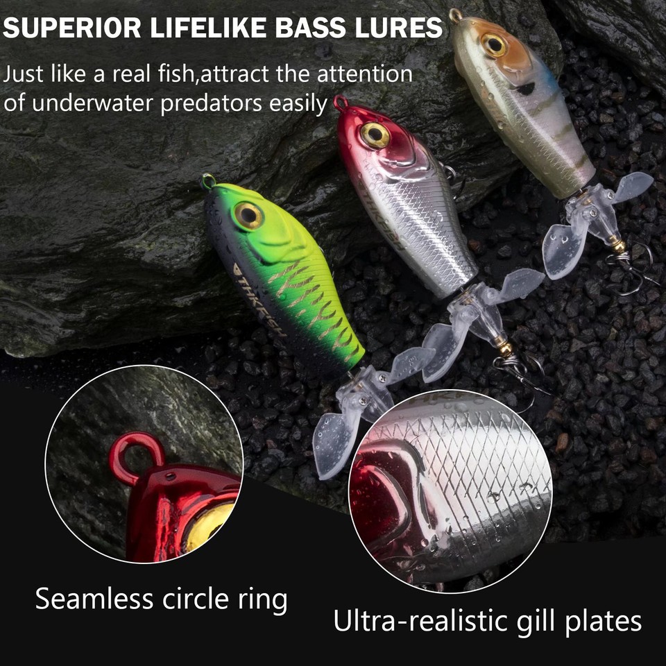 3pcs Mixed Color Fishing Lures Like Fish Topwater Lure Plopping Sputter ...