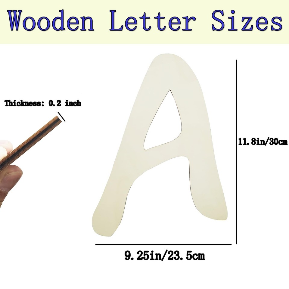 Wooden Letter A, Large 12 Inch Wooden Letters Paintable Wood Alphabet ...