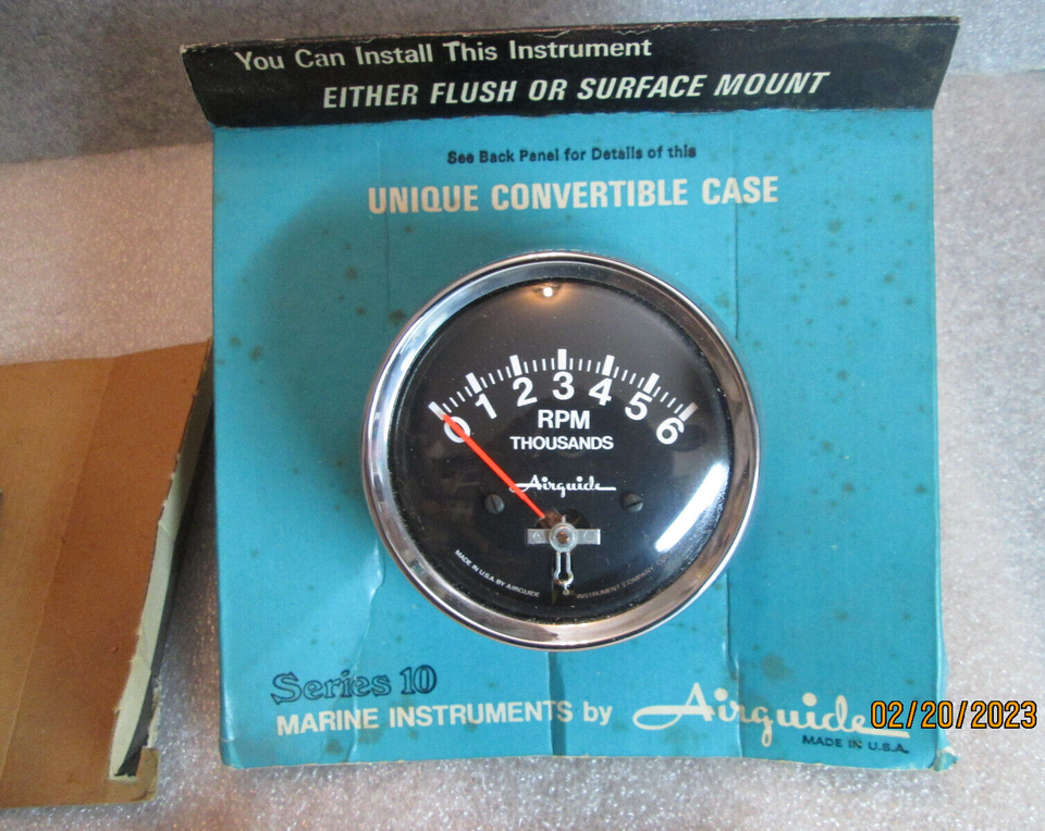 VINTAGE AIRGUIDE MARINE TACH GAUGE TACHOMETER 6000 RPM GENUINE ORIGNAL ...