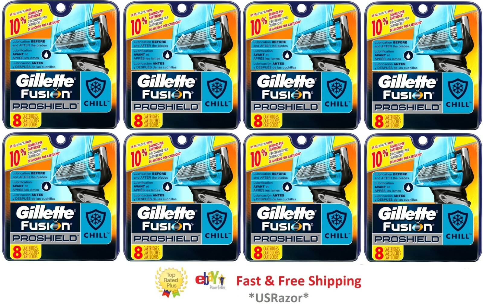 Gillette Fusion 5 Proshield Chill Razor Blades Refill Cartridges ft ...