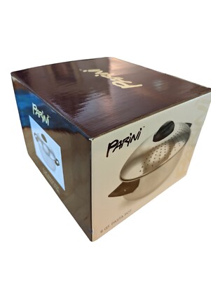 PARINI Pasta Pot 6 Quart Stainless Steel strainer in box locking lid ...