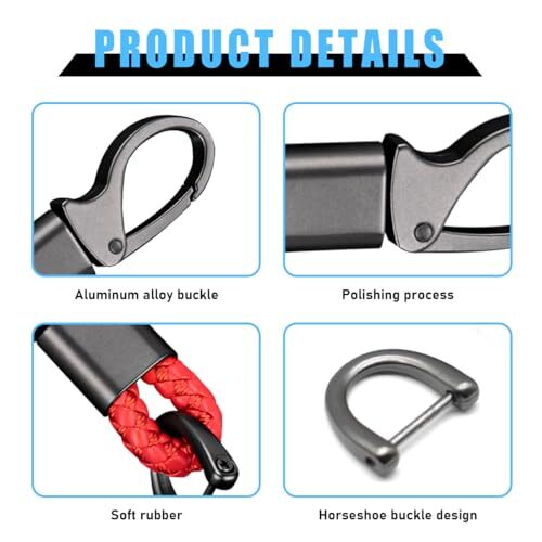 2 PCS Car Keychain Auto Key Fob Holder with Anti-Lost D- Metal Vehicle ...
