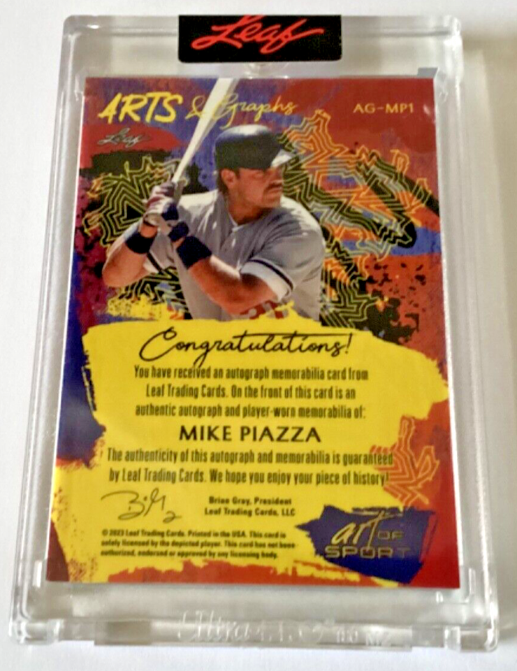 MIKE PIAZZA AUTOGRAPH JERSEY AUTO LEAF ART OF SPORT NEW YORK NY METS ...