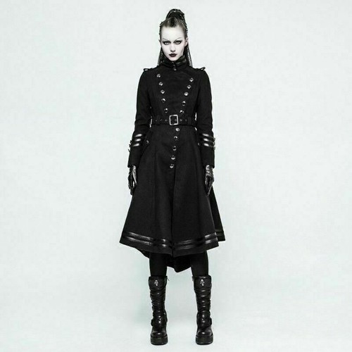 PUNK RAVE Gothic Punk Military Uniform Long Coat Rock Cosplay Steampunk ...