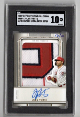 2022 Topps Definitive Joey Votto GU Ultra Patch Auto /10 SSP SGC 10 GEM ...