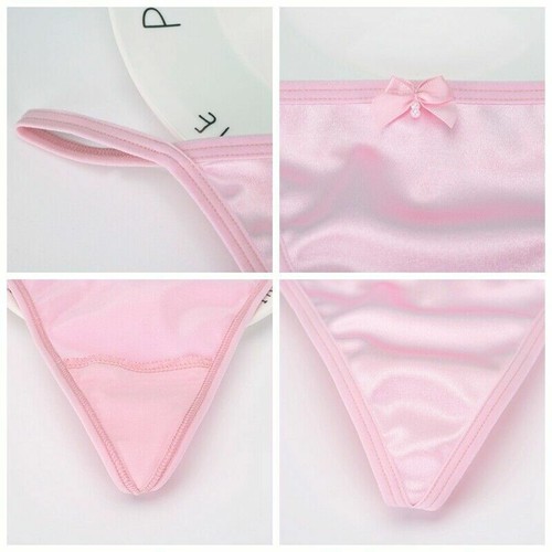 Womens Satin Thong G-string T-back Low Waist Breathable Lingeries ...