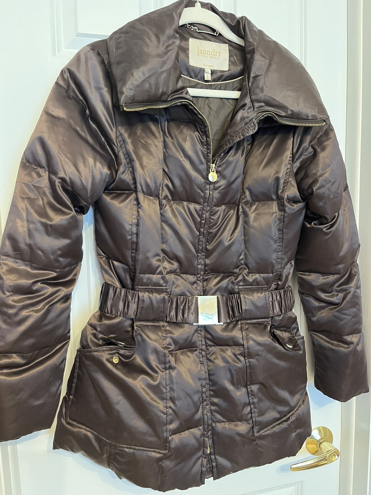 LAUNDRY By SHELLI SEGAL DOWN PUFFER JACKET BROWN COAT… - Gem