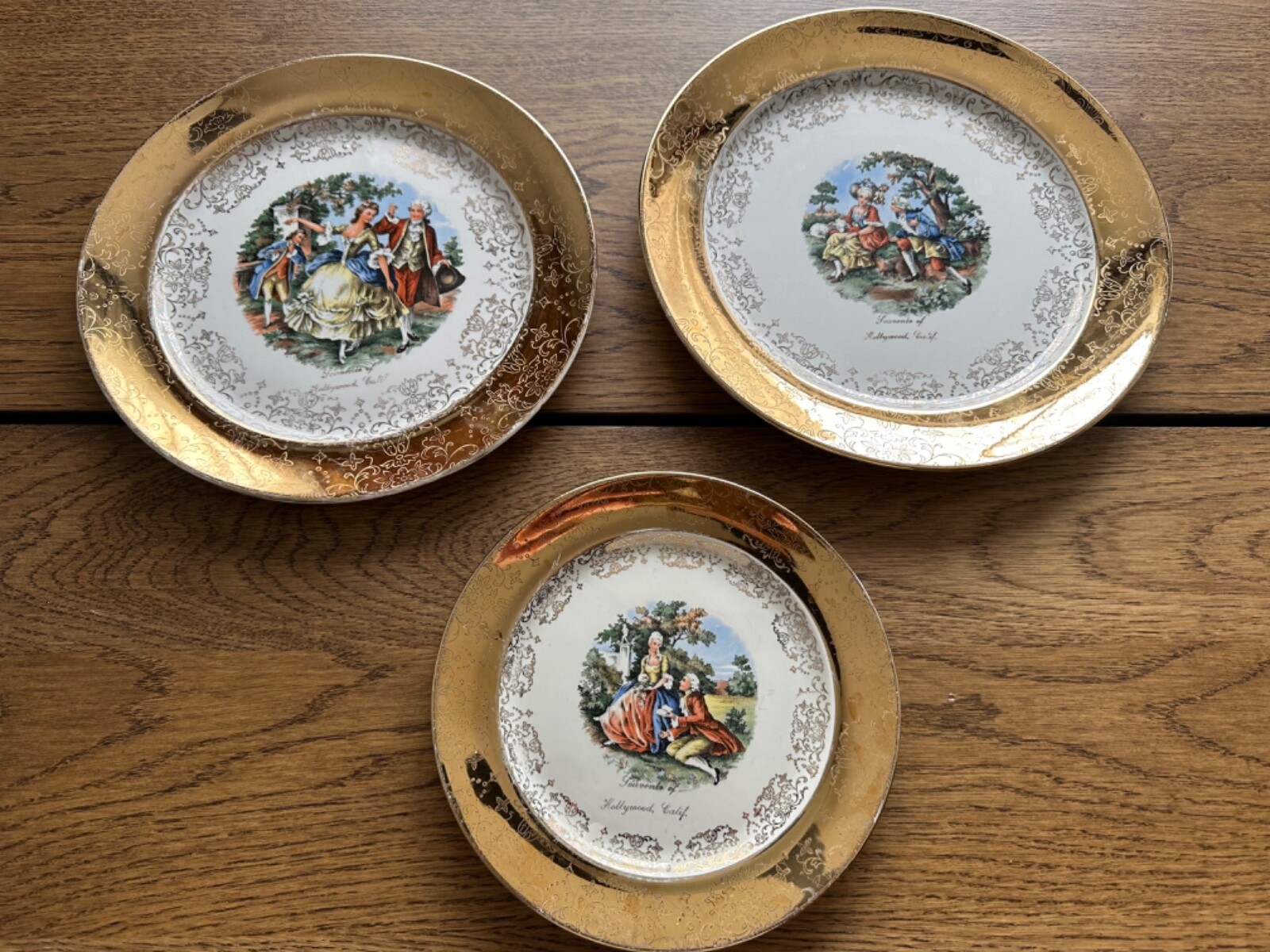 Set Of 3 Sabin Crest-O-Gold Vintage Collectible Warranted 22k Plates W ...