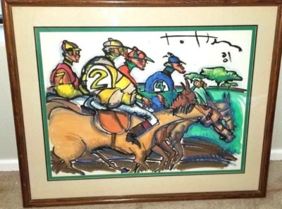 Disney Artist Dale Weaver Totten Painting Cartoon Art Horse Racing ...