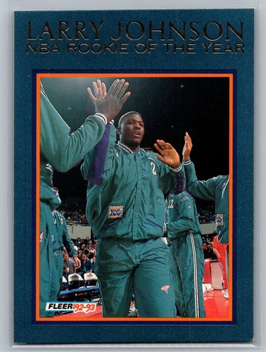 Larry Johnson 1992 Fleer Basketball NBA Rookie of the Year #11 Hornets ...