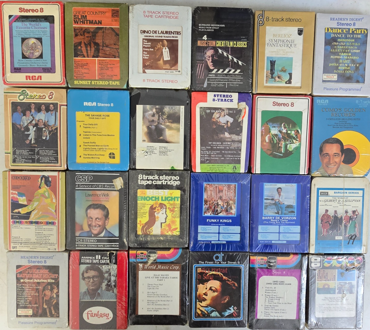 Lot of 24 NOS Pop Rock Country Mix Vintage Sealed 8 Track Tape ...
