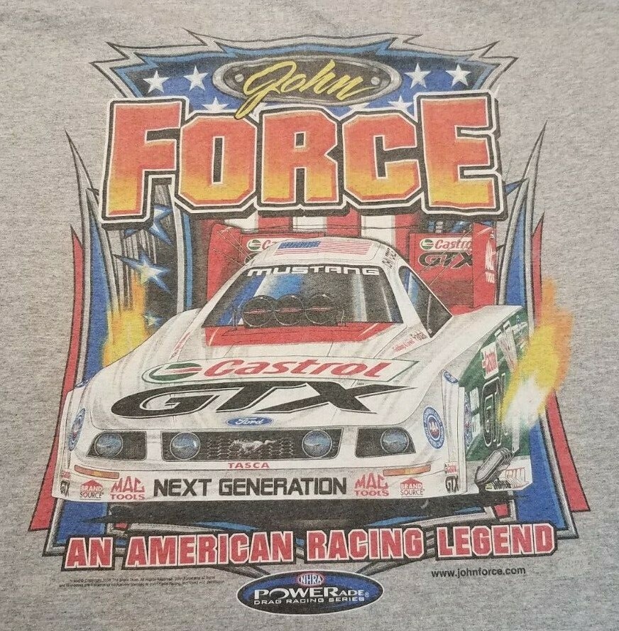JOHN FORCE T Shirt Large NHRA Funny Car Drag Racing 2006 Castrol ...