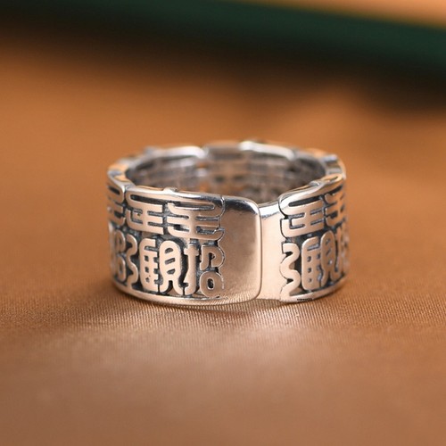 1PC Solid 925 Sterling Silver MenWomen Lucky Chinese Characters Rich ...