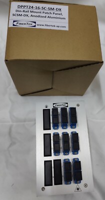 FiberTek DPPT24-16-SC-SM-DX Din Rail Fiber Duplex Patch Panel w/ 2 ...