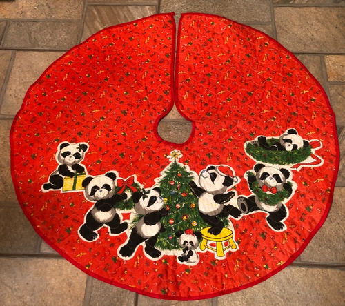 Pandas Trimming the Tree 40" Small Christmas Tree Skirt | eBay