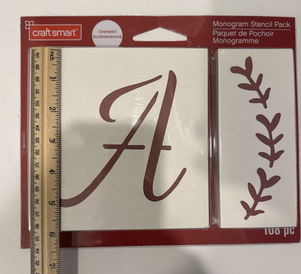 Craft smart Oversized Monogram Stencil Pack 108 Pcs. Upper Lower Case ...