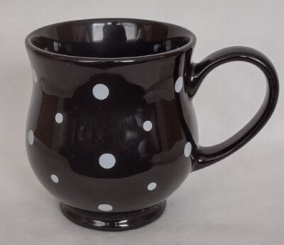 Temptations By Tara Black Polka Dot Coffee Cup Mug 16 oz #977414 | eBay