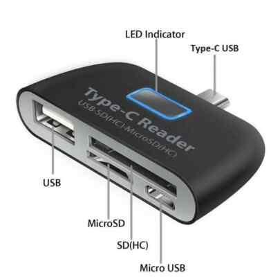 4 in 1 USB C USB A SD Micro SD Card Reader Type C to SDXC SDHC Adapter ...
