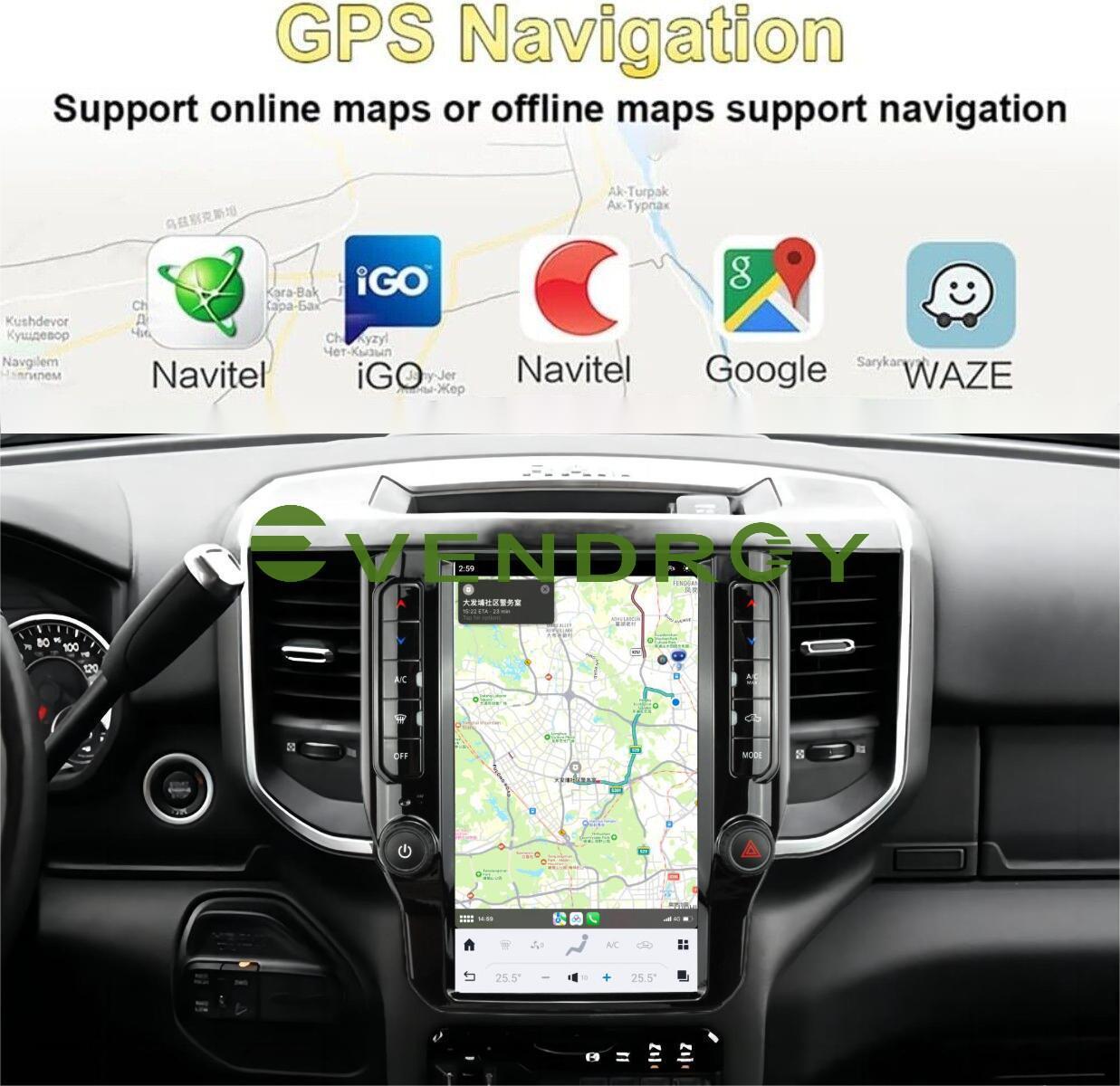 12.1"For Dodge RAM 1500 2500 3500 4500 2019-2024 Car GPS Navigation ...