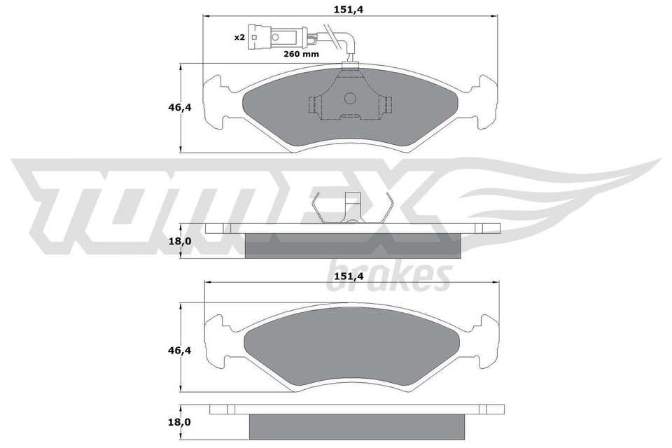 BRAKE PADS SET BRAKING PAD FRONT TX 10-281 TOMEX BRAKES NEW OE ...