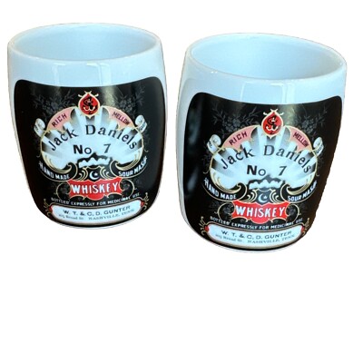 Lot Of 2 Jack Daniels 2002 White Shot Glasses Fine Old Whiskey W.T. C.D ...