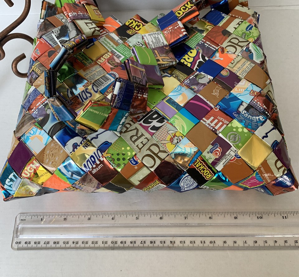 Candy Gum Wrapper Purse Shoulder Bag Woven Recycled Upcycled Wearable ...