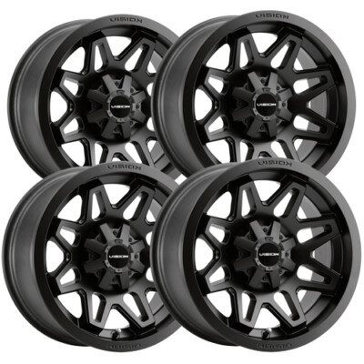 (Set of 4) Vision UTV 416 Seven 14x8 4x156 Matte Black Wheels Rims 14 ...