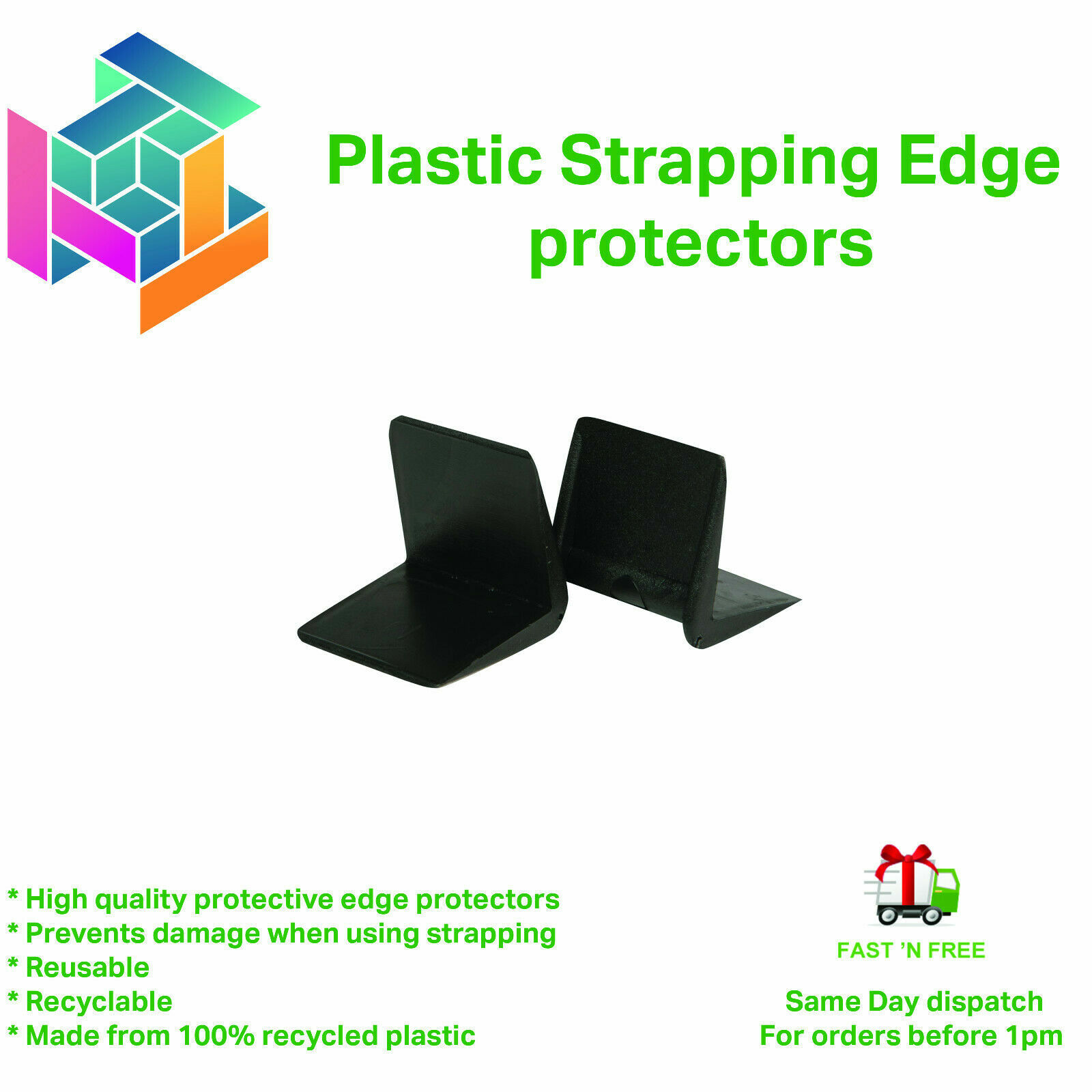 PLASTIC STRAPPING EDGE PROTECTORS Protects Pallet Corners Banding ...