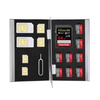 Memory & Sim Card Holder Storage Case, Holds 9 Memory & 6 SIM Cards ...
