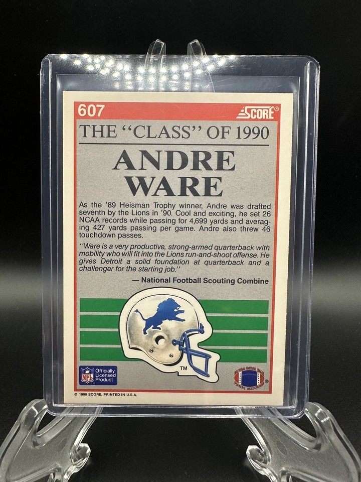#607 Andre Ware - Detroit Lions - 1990 Score Football | eBay