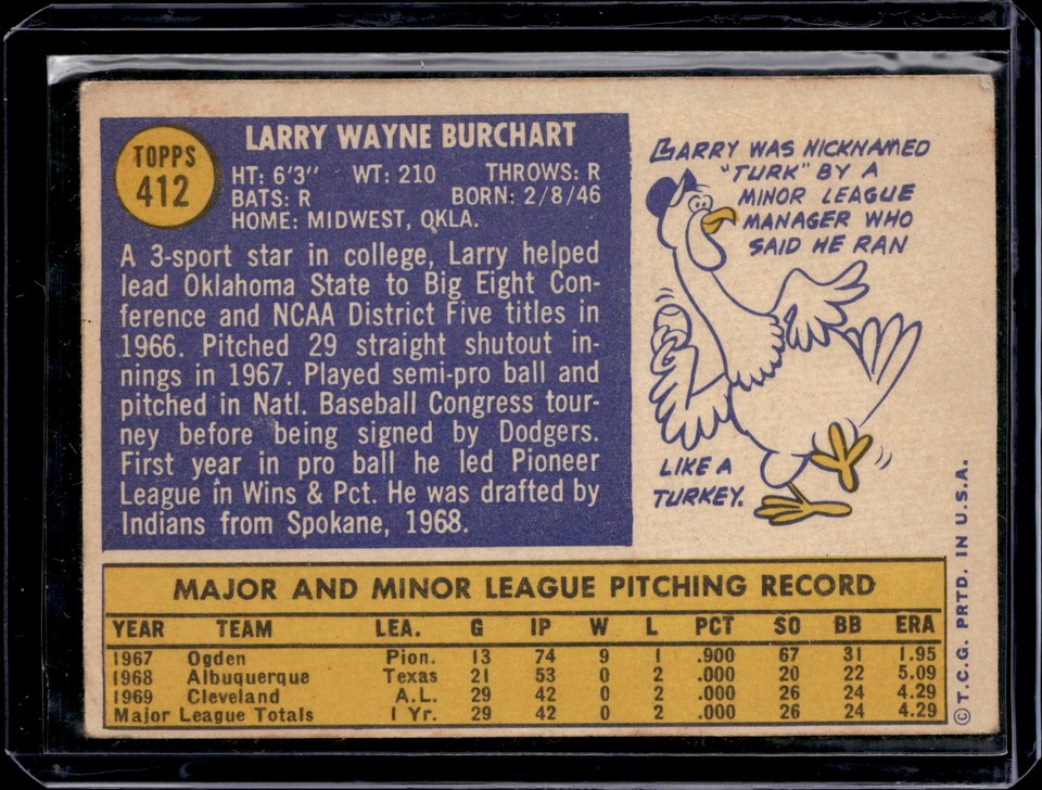 Larry Burchart 1970 Topps #412 Cleveland Indians | eBay