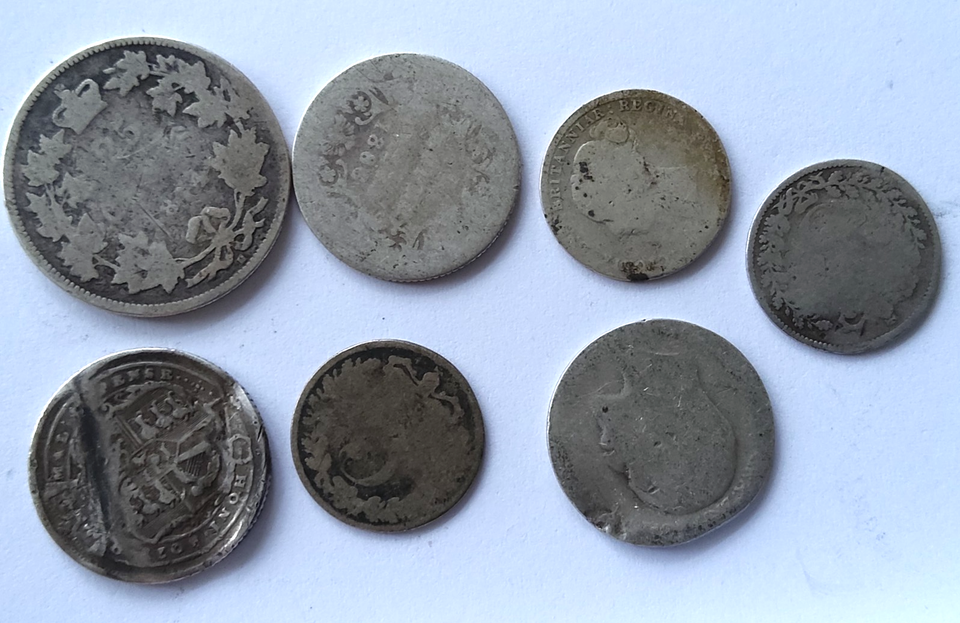 William 1V, Victoria, George V, George 111, Edward V11 silver Coins ...